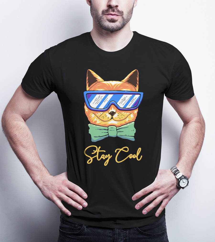Stay Cool Cat With Sunglasses And Bowtie T-Shirt