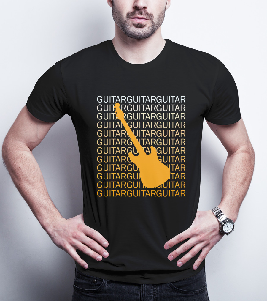 Guitar Guitar Repeated Yellow Electric Guitar T-Shirt