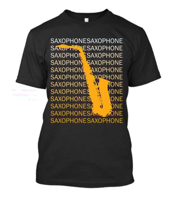 Saxophone Repeated Pattern With Bold Orange Saxophone Highlight T-Shirt