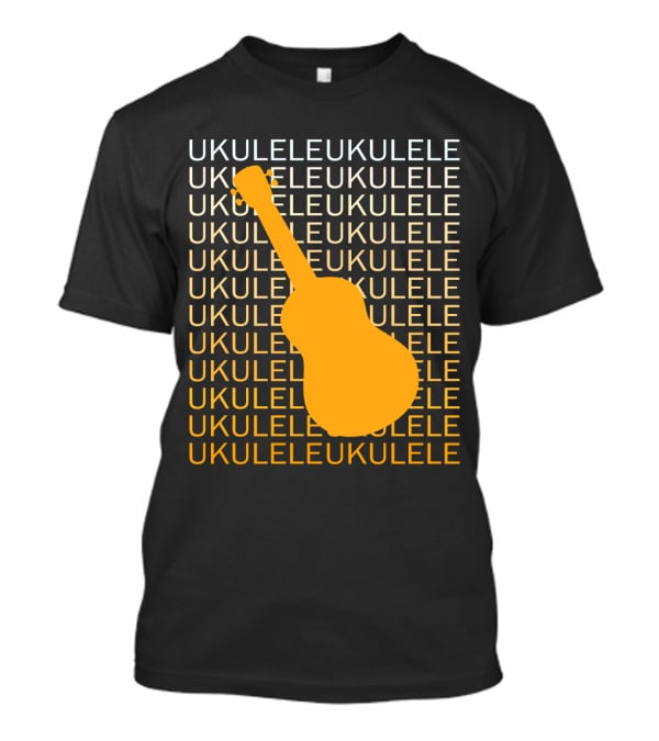 Repeating Ukulele Text With Orange Ukulele T-Shirt