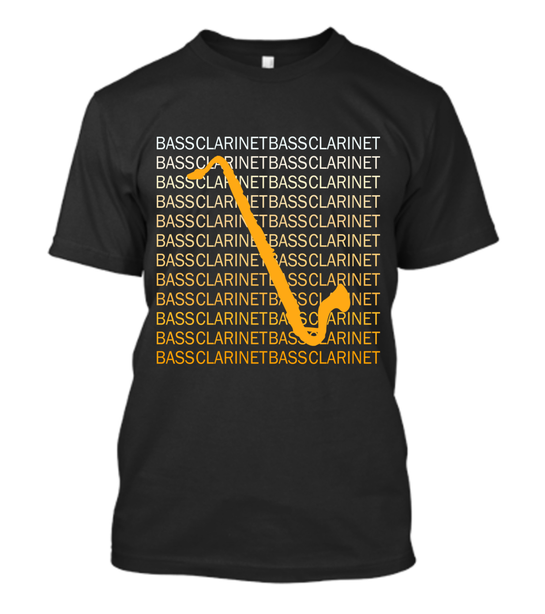 Bass Clarinet Repeated Text With Bold Orange T-Shirt