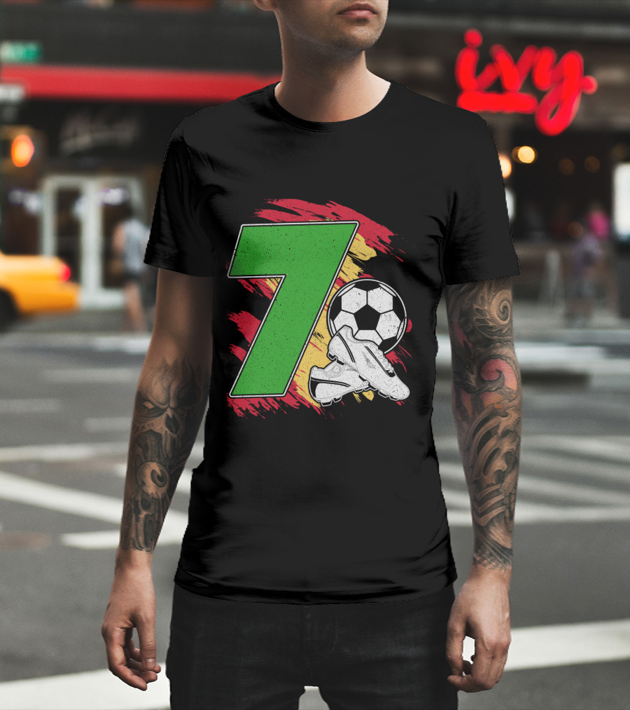 Kinder Geburtstag 7 Jahre Fußball Schuhe Deutschland Flagge Ball T-Shirt