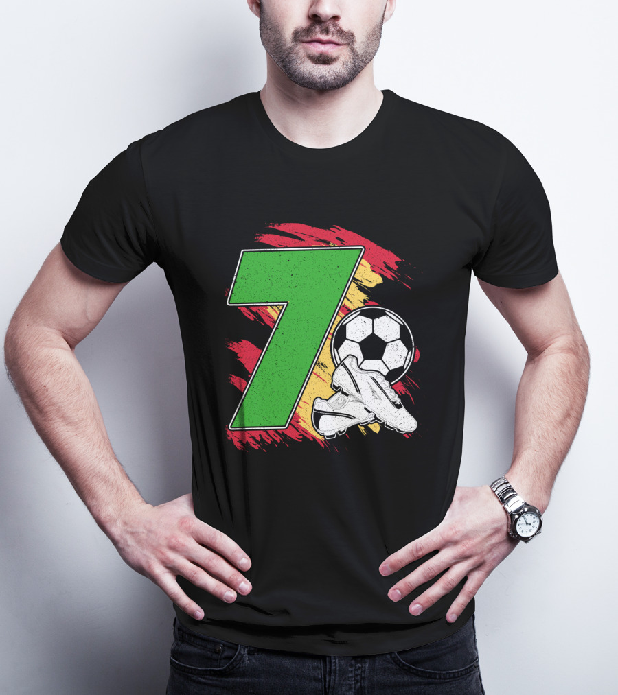 Kinder Geburtstag 7 Jahre Fußball Schuhe Deutschland Flagge Ball T-Shirt