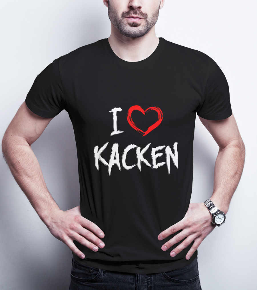 I Heart Kacken Bold White Text With Red Brush Heart T-Shirt