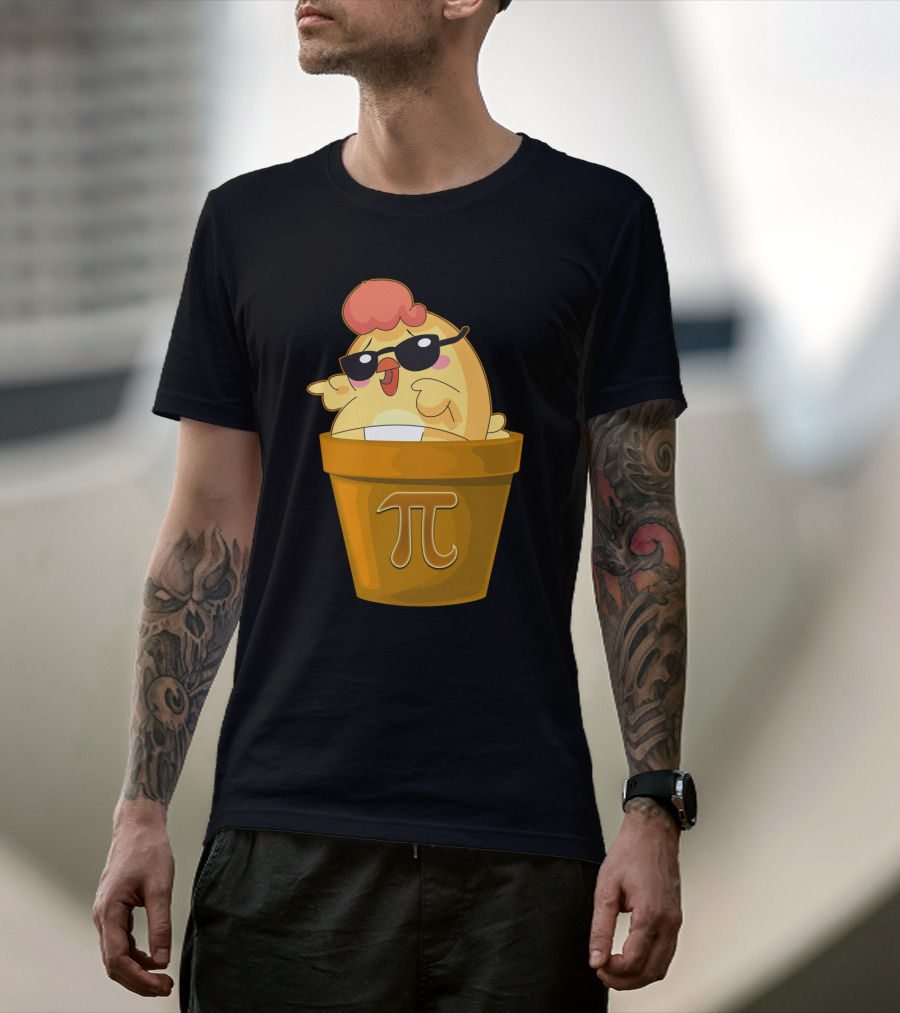 Chicken In Pot With Pi Symbol And Sunglasses T-Shirt
