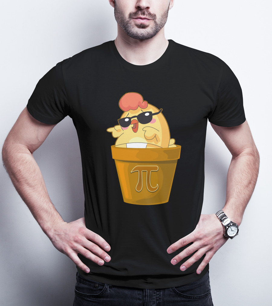 Chicken In Pot With Pi Symbol And Sunglasses T-Shirt