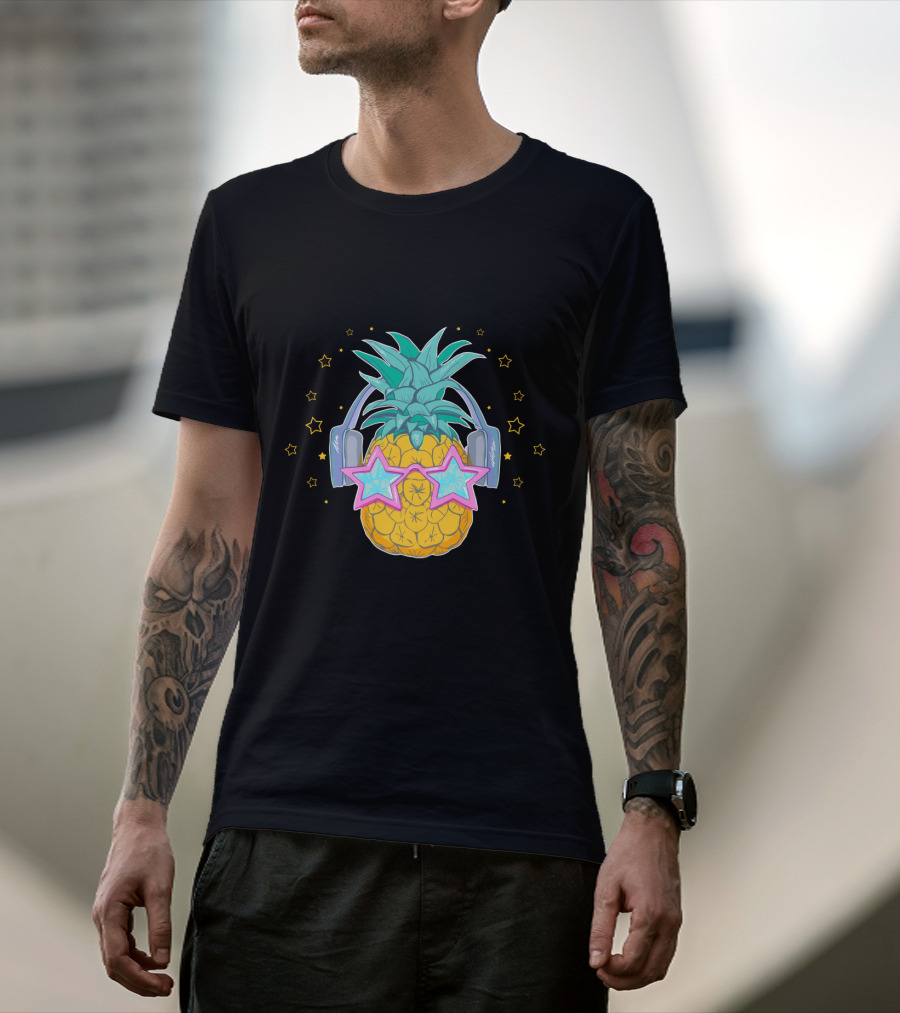 Pineapple Music Star Glasses Headphones T-Shirt