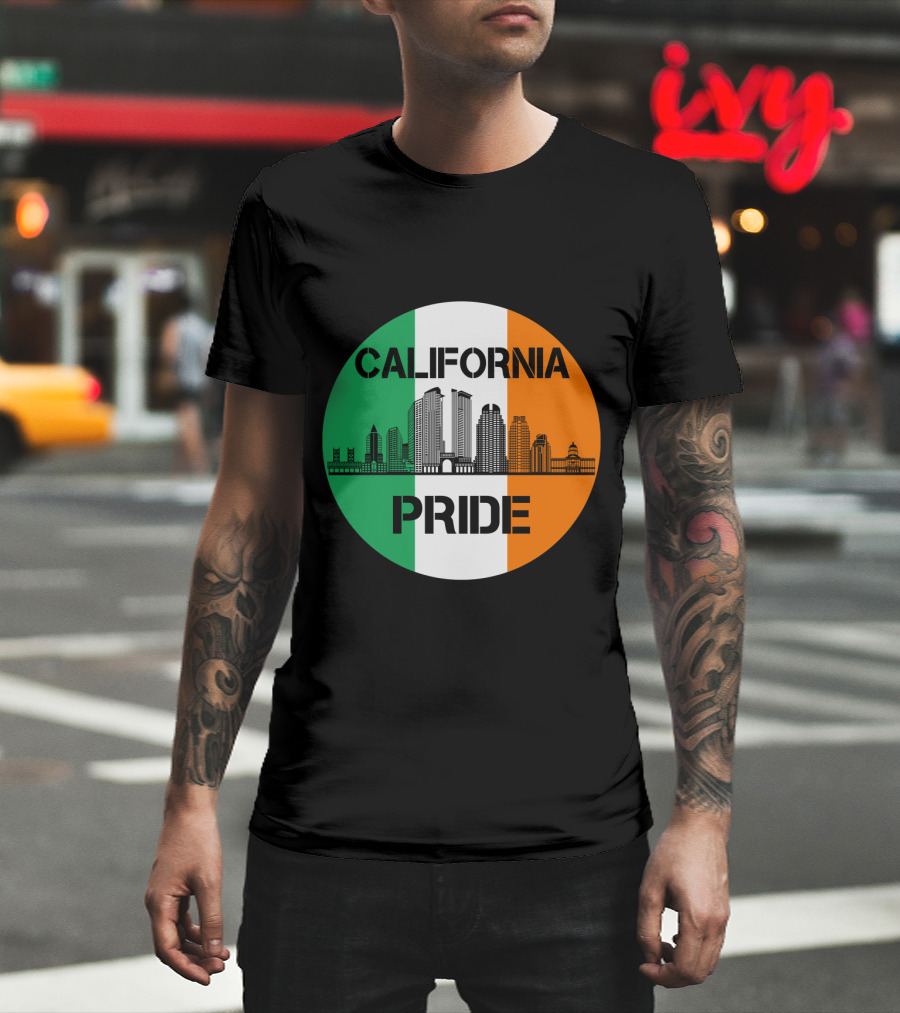 California Pride Skyline With Irish Flag Elements T-Shirt