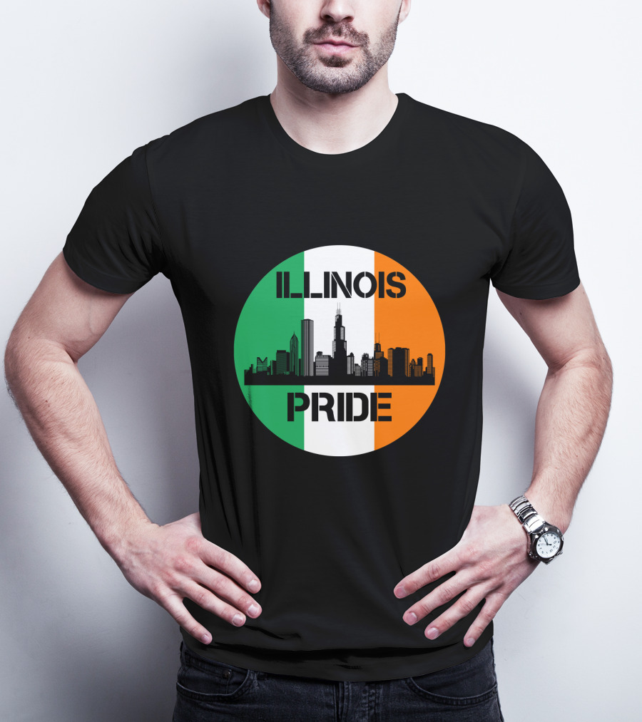 Illinois Pride Skyline Irish Flag T-Shirt