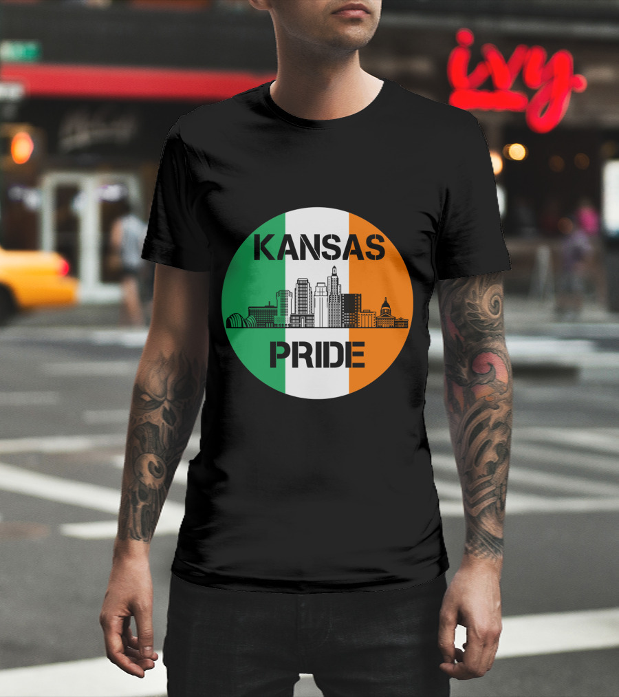 Kansas Pride Irish Flag Skyline Kansas T-Shirt