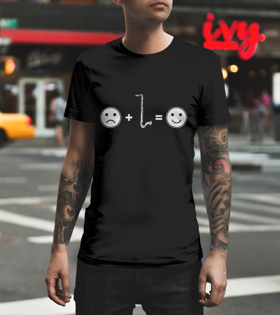 Bass Clarinet Sad Face Plus Bass Clarinet Equals Happy Face T-Shirt