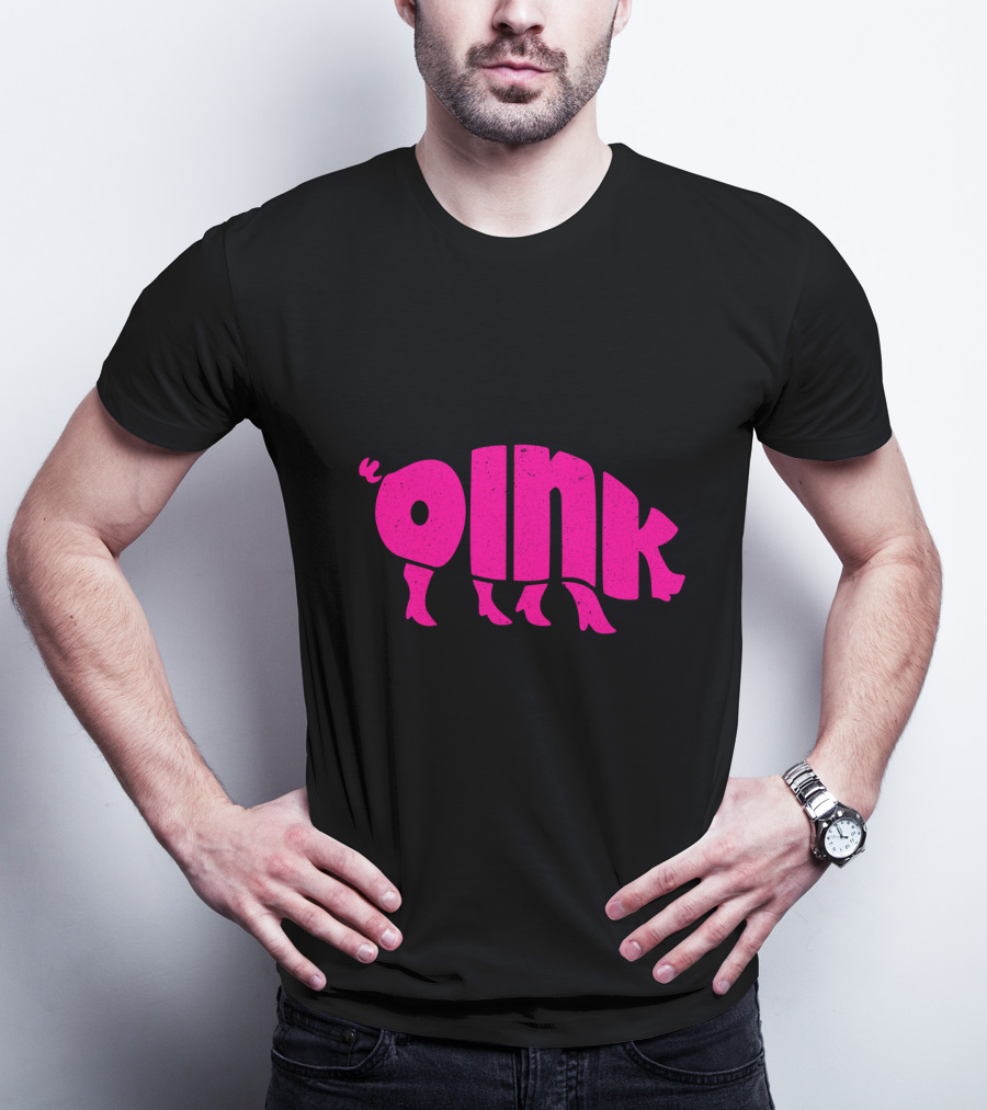 OINK Pink Pig Silhouette Humor T-Shirt