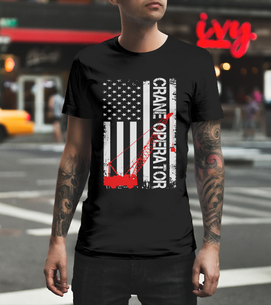 Crane Operator American Flag T-Shirt