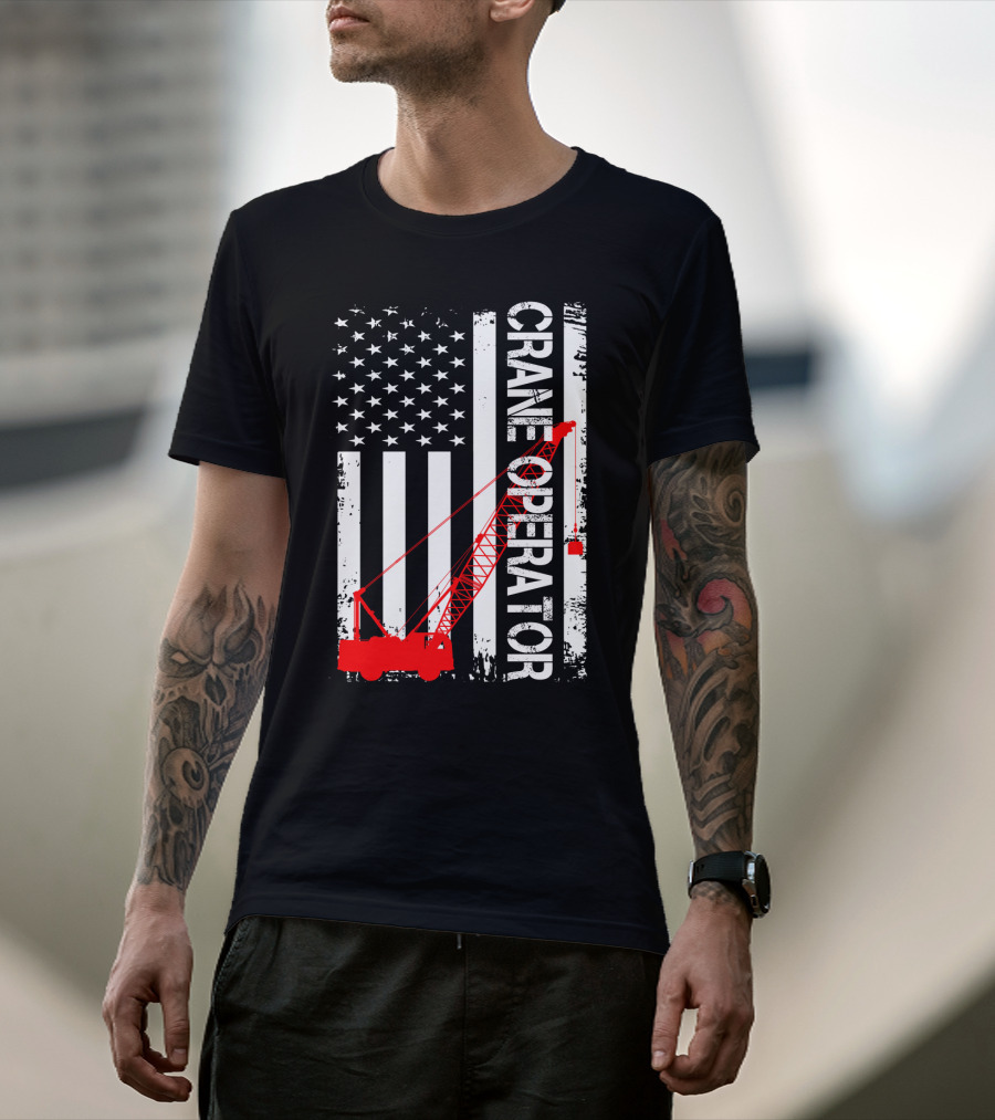 Crane Operator American Flag T-Shirt