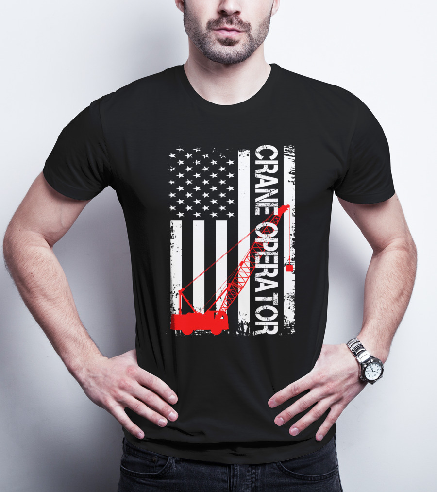 Crane Operator American Flag T-Shirt