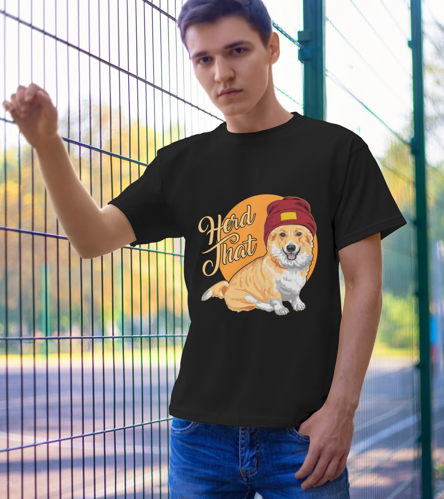 Herd That Corgi In A Beanie For Animal Lovers T-Shirt