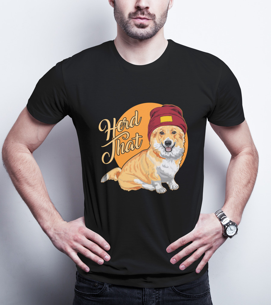 Herd That Corgi In A Beanie For Animal Lovers T-Shirt