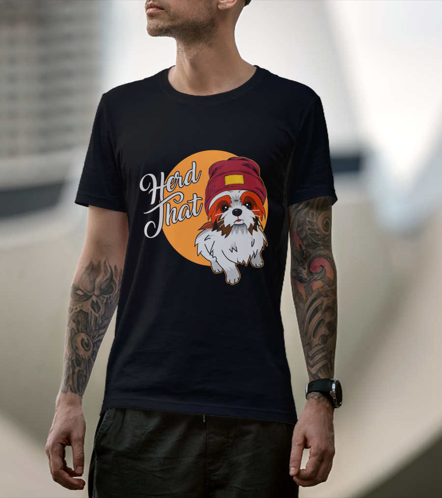 Herd That Shih Tzu Animal Lover Dog With Hat Sketch T-Shirt