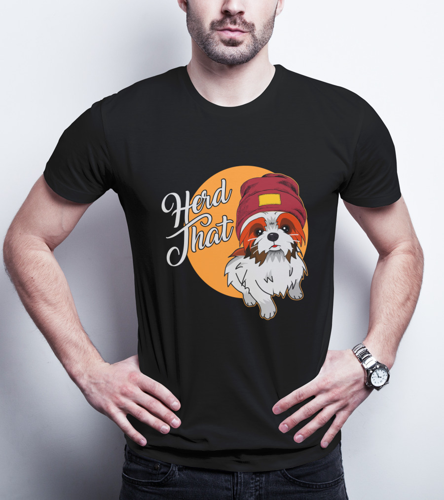 Herd That Shih Tzu Animal Lover Dog With Hat Sketch T-Shirt