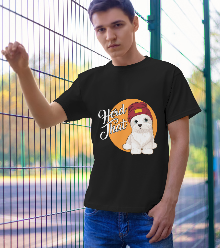 Herd That Funny Maltese Dog Lover Beanie T-Shirt