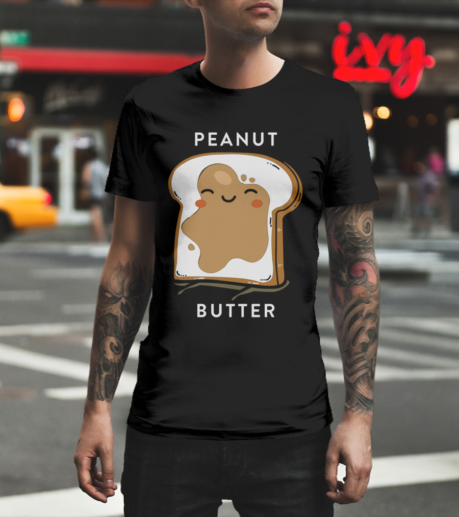 PEANUT BUTTER Toast Smiley Face T-Shirt