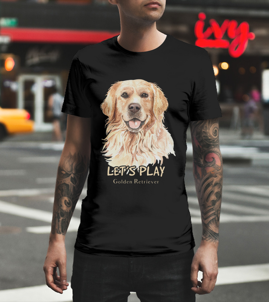 LET'S PLAY Golden Retriever Dog Watercolor T-Shirt