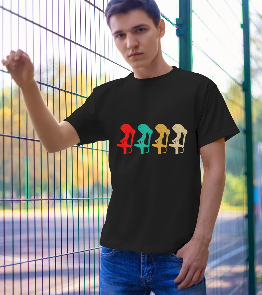 Vintage Swimming Diver Silhouettes In Retro Colors T-Shirt