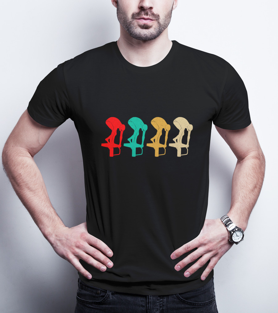Vintage Swimming Diver Silhouettes In Retro Colors T-Shirt