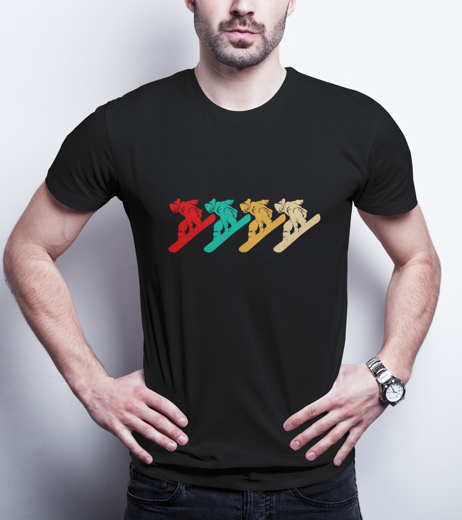 Vintage Snowboarding Colorful Retro Silhouette Series T-Shirt