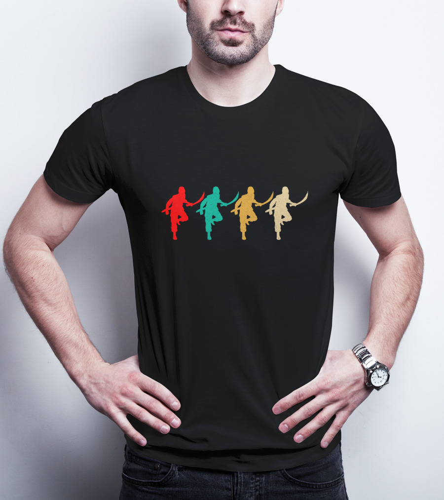 Vintage Ninjutsu Silhouette Four Colors T-Shirt