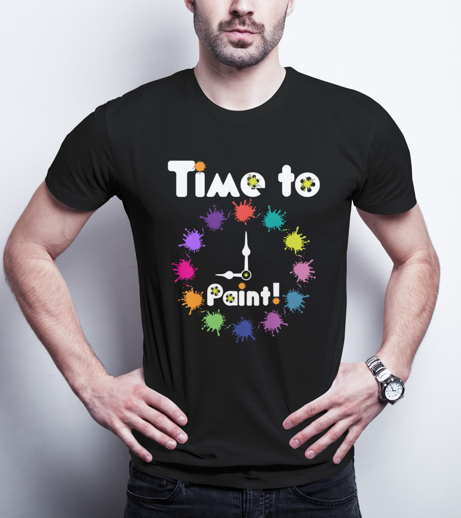 Time To Paint Colorful Clock T-Shirt