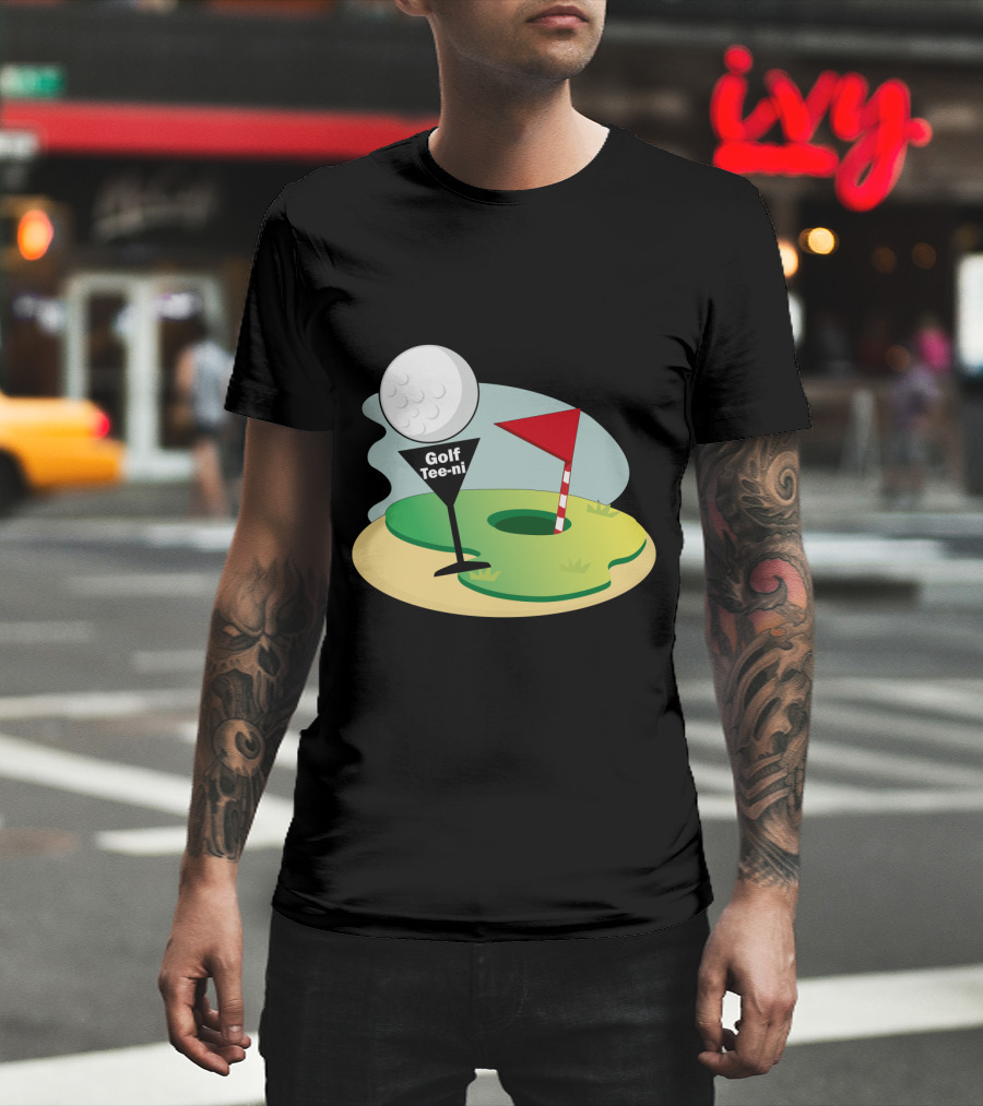 Golf Tee-ni Golf Ball Green Flag Hole T-Shirt