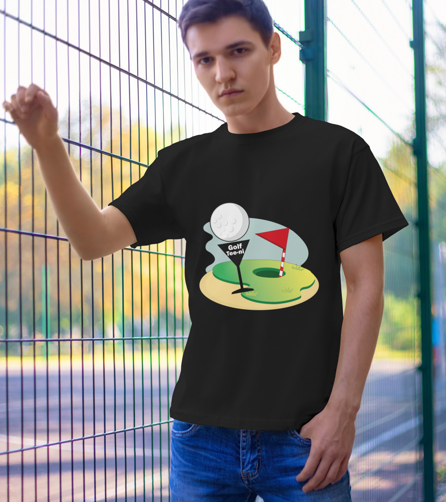 Golf Tee-ni Golf Ball Green Flag Hole T-Shirt