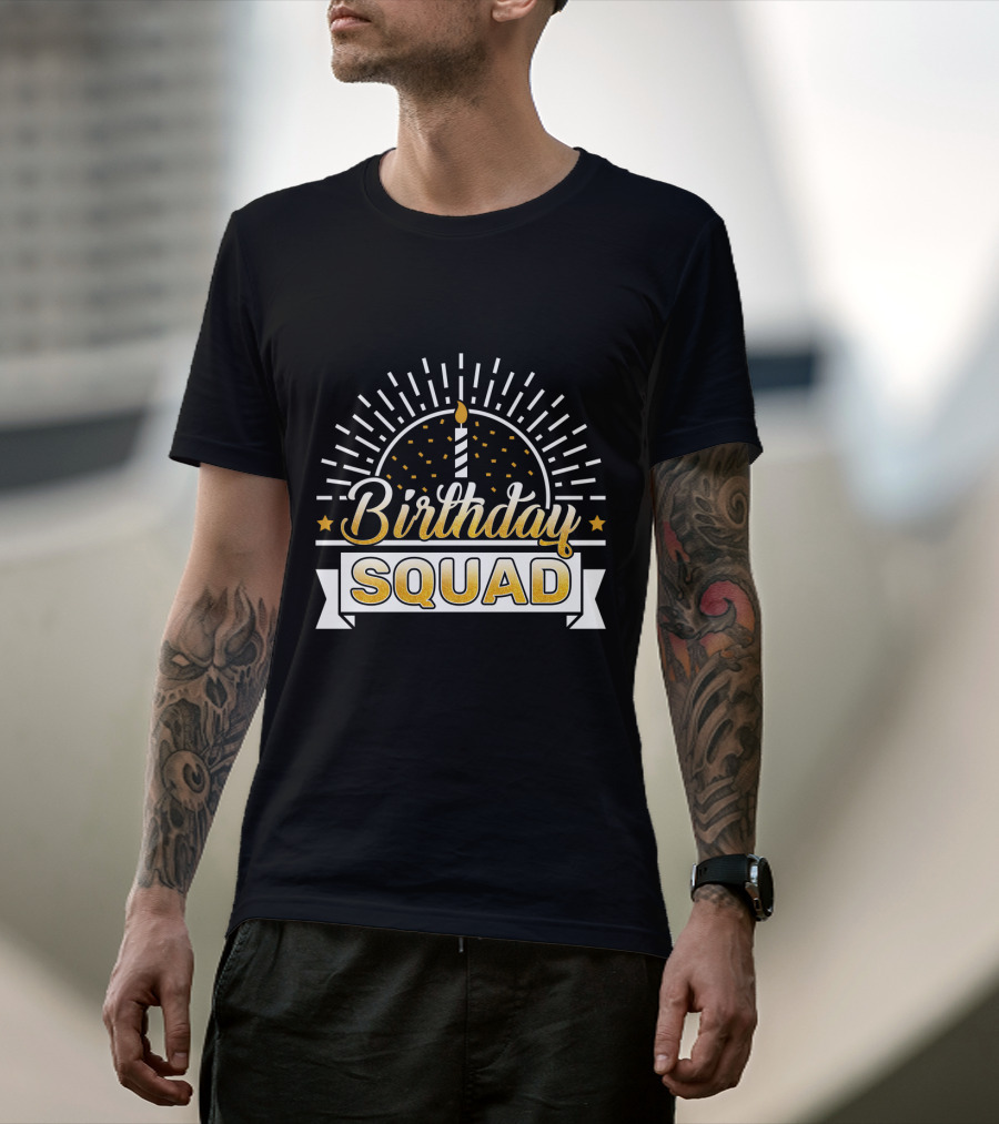 Birthday Squad Candle Celebration Banner Stars T-Shirt
