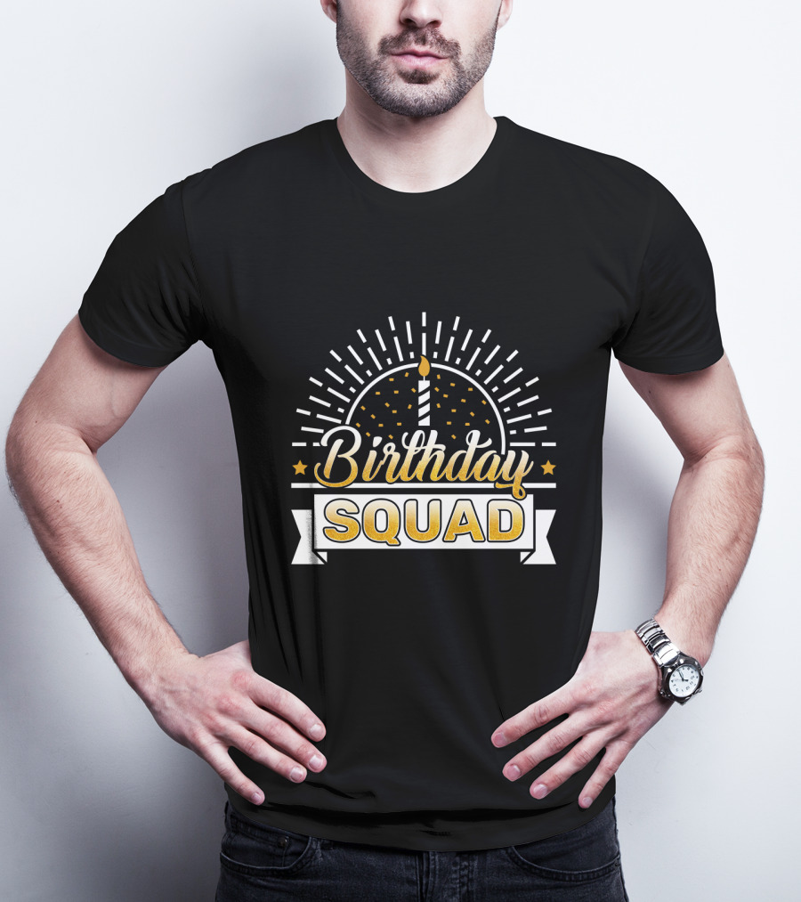 Birthday Squad Candle Celebration Banner Stars T-Shirt