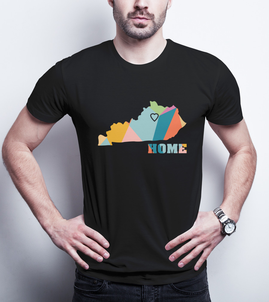 Home Kentucky State Colorful Map Heart T-Shirt