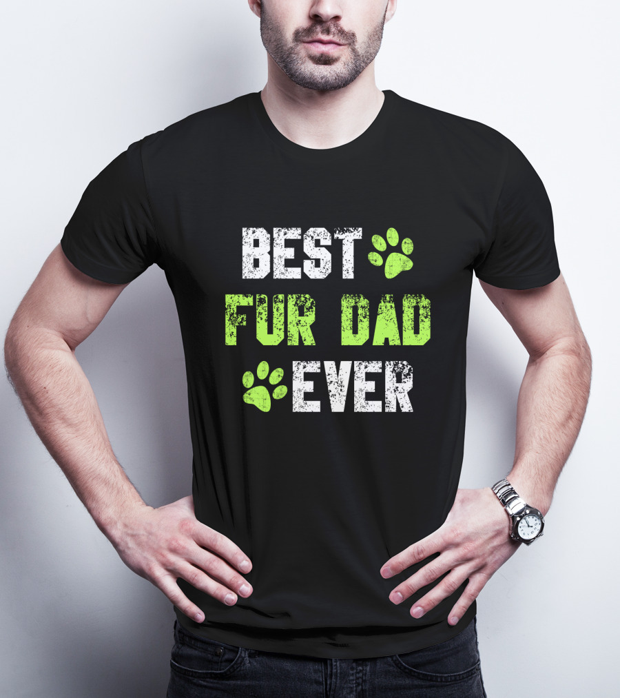 Best Fur Dad Ever Paw Prints T-Shirt