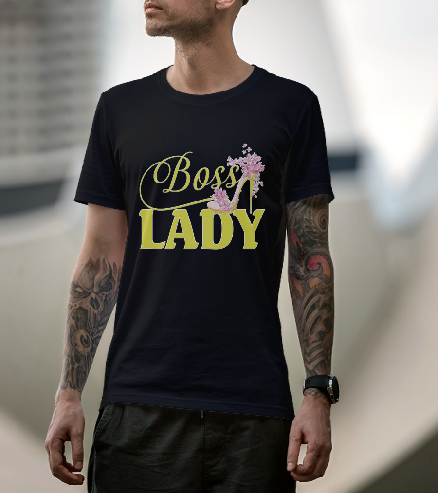 Boss Lady Floral Gold High Heel T-Shirt