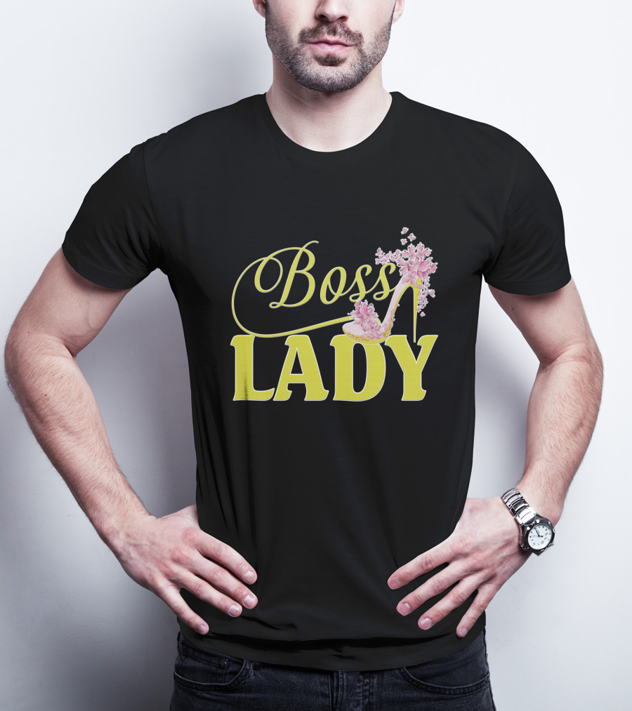 Boss Lady Floral Gold High Heel T-Shirt