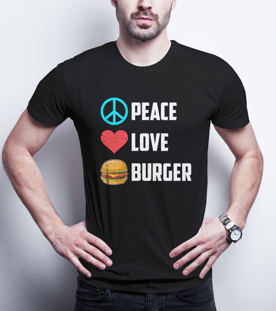 Peace Heart Love Burger T-Shirt