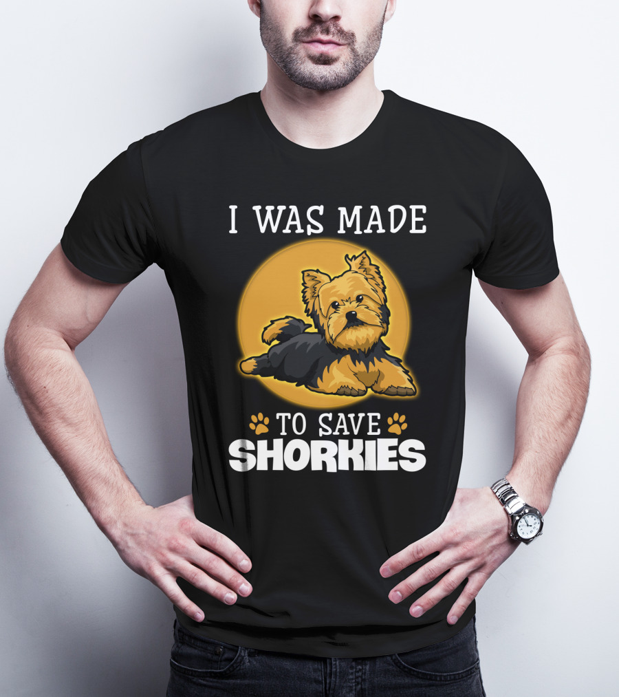 I Was Made To Save Shorkies Dog Paws And Orange Circle T-Shirt