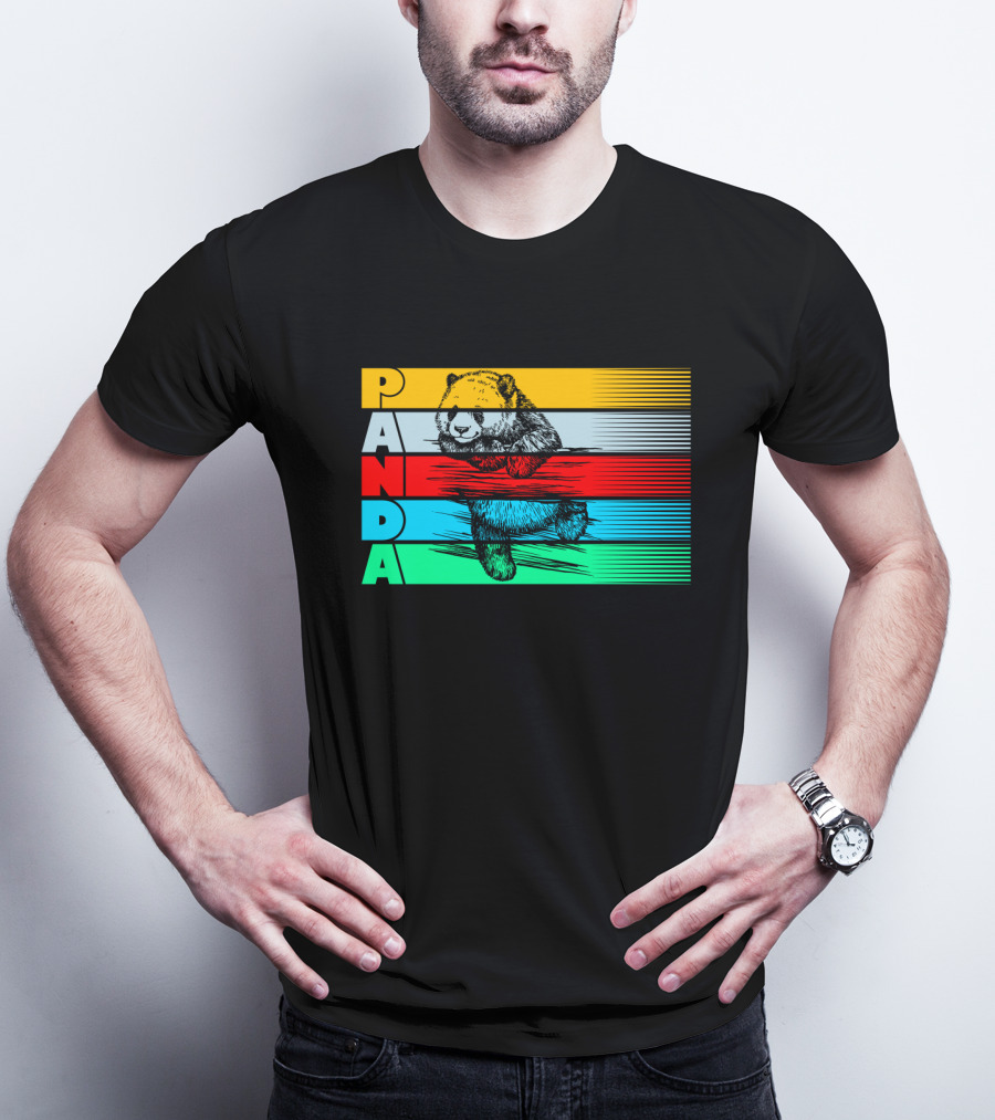 Panda PAPA Retro Striped T-Shirt
