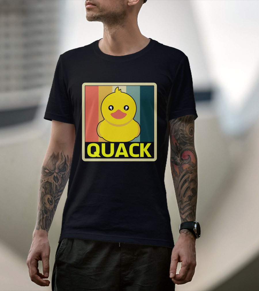 Vintage Rubber Duck Quack Retro Stripes T-Shirt