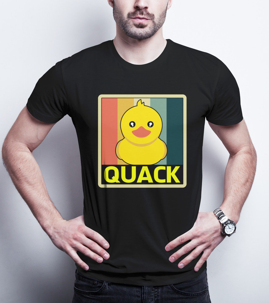 Vintage Rubber Duck Quack Retro Stripes T-Shirt