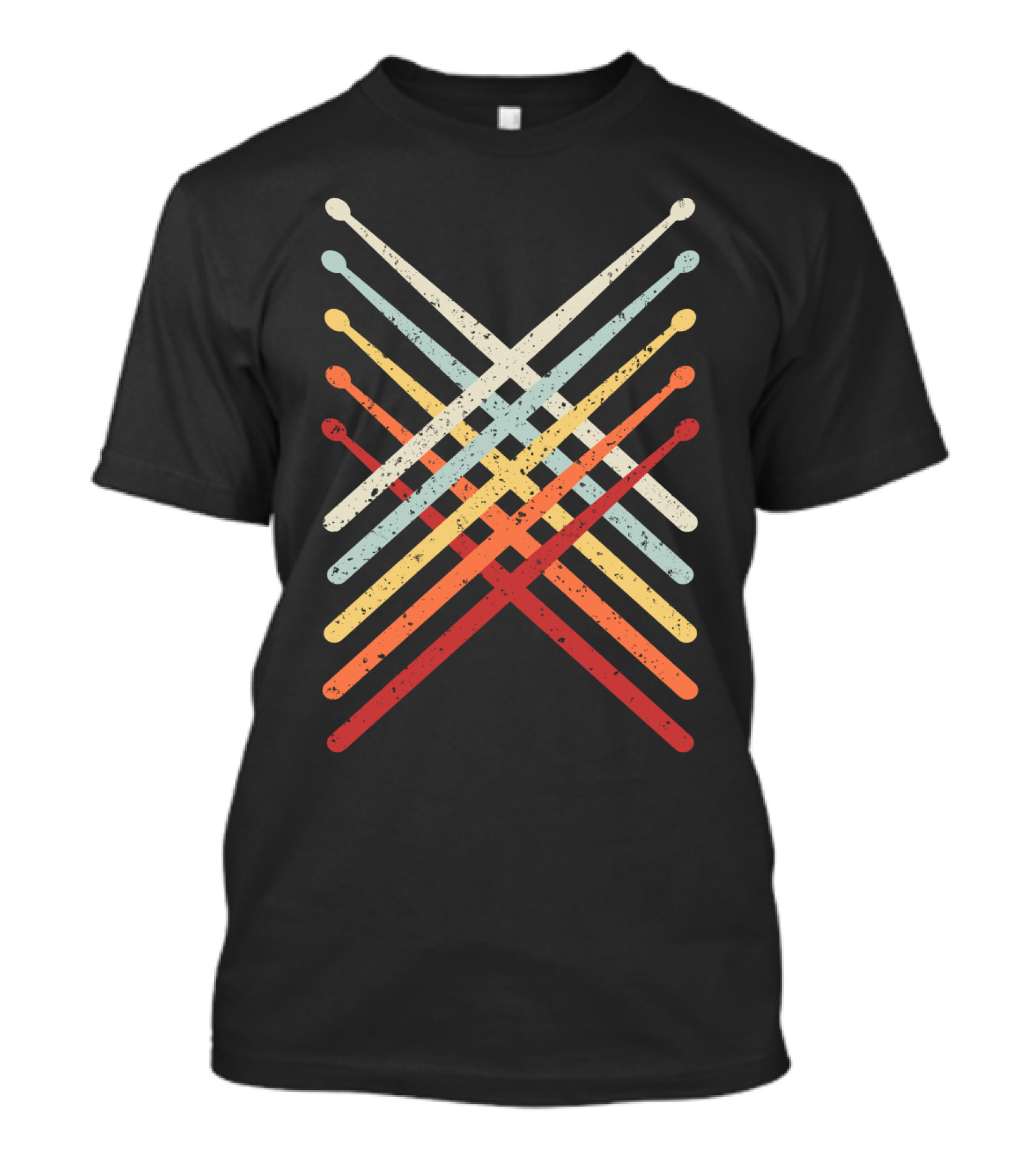 Retro Vintage Drummer Multicolor Drumsticks T-Shirt
