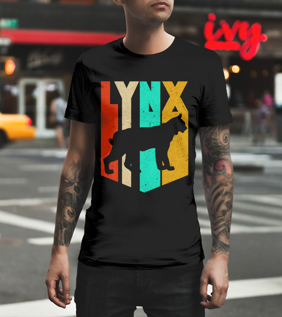LYNX Retro Wildlife Silhouette Typography T-Shirt
