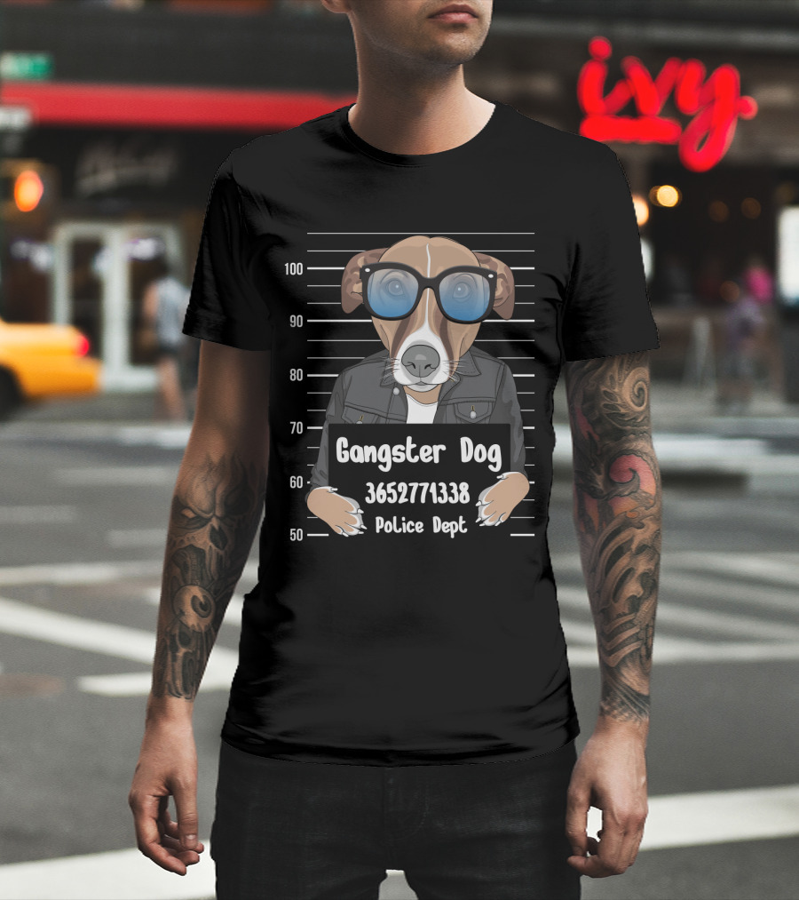 Gangster Dog 3652771338 Police Dept Mugshot T-Shirt