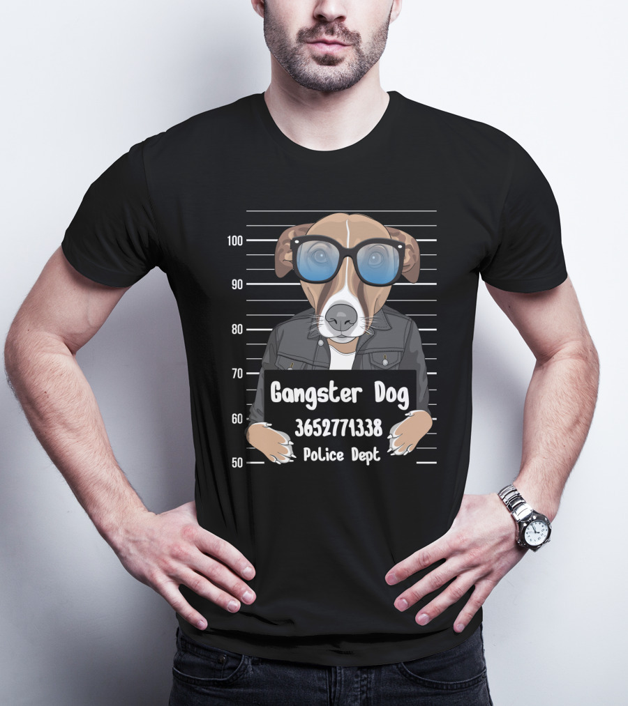 Gangster Dog 3652771338 Police Dept Mugshot T-Shirt