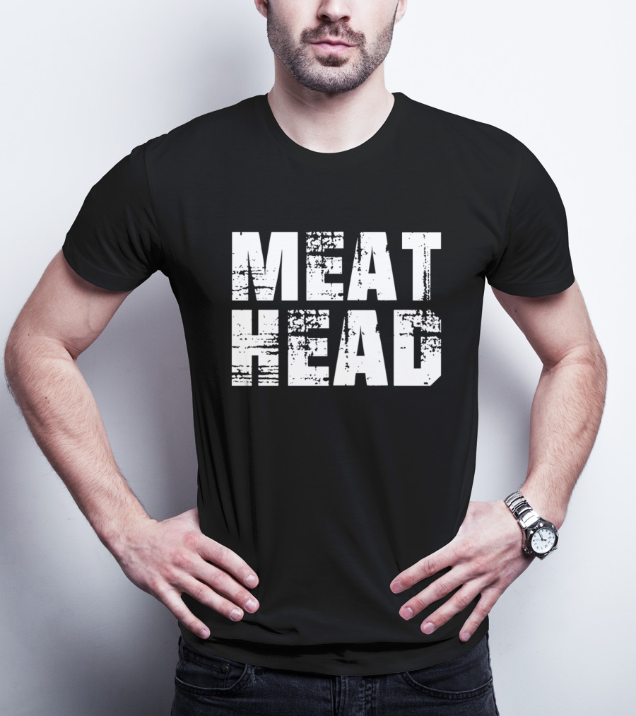 MEAT HEAD Pixelated Lettering Bold White T-Shirt