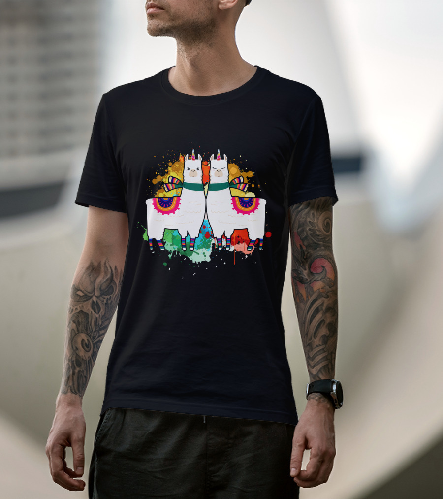 Alpaca Unicorn Unipaca Splash Art Duo T-Shirt